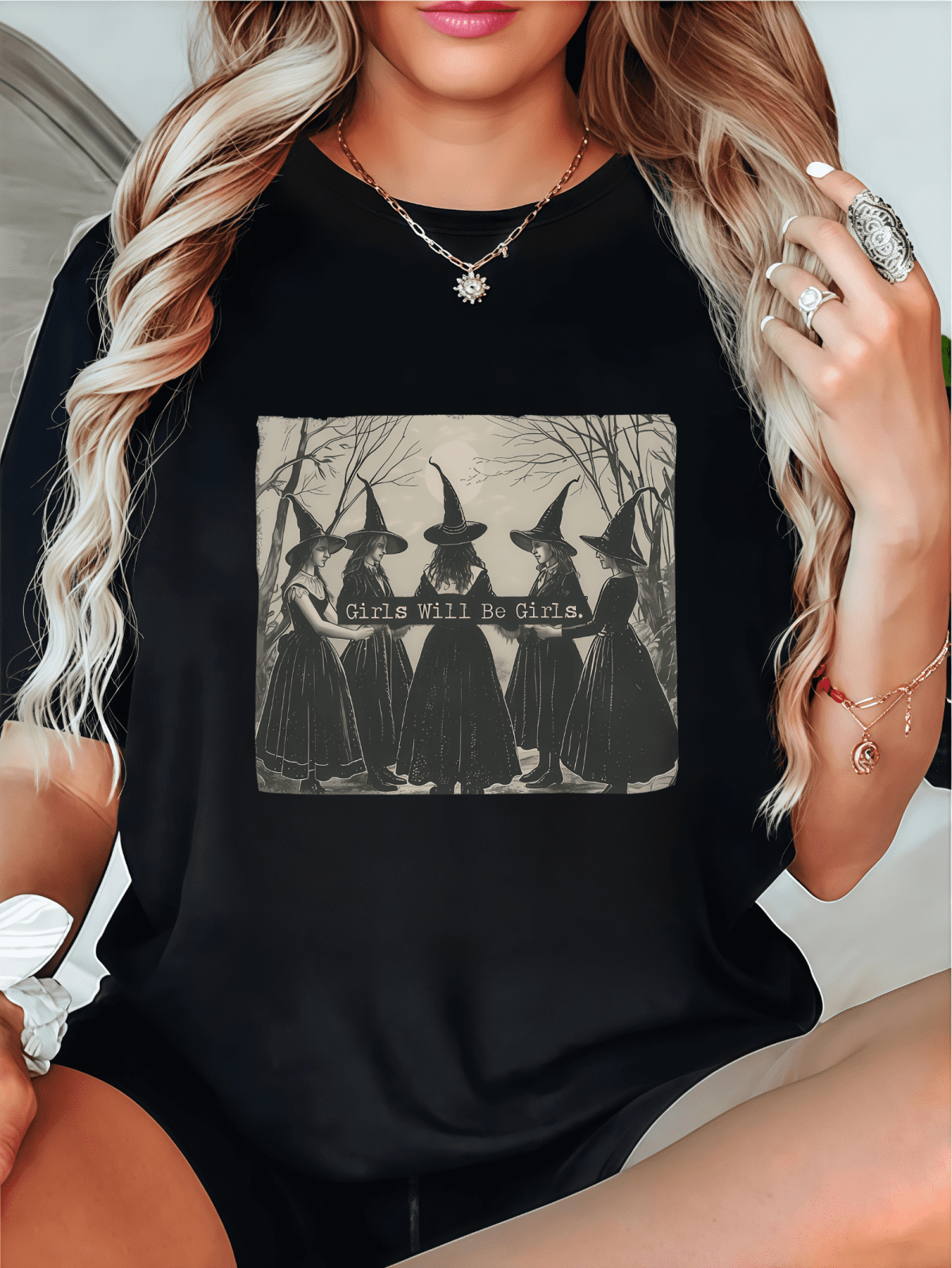 Women's Halloween - Themed "Girls Will Be Girls" Graphic Tees With ...
