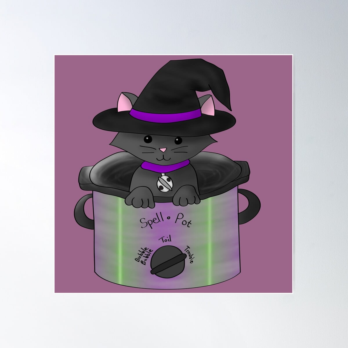 Witchy Kitty In A Spell Pot Poster Wall Art, Modern Wall Decor For Living Room Bedroom, 24x24 ...