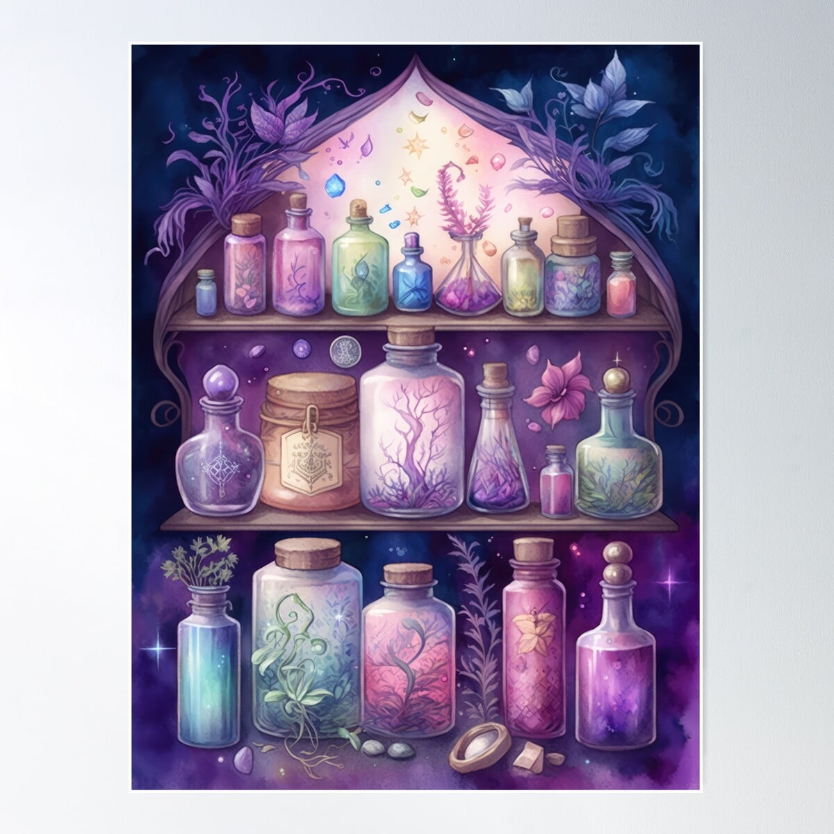 Witchy Pastel Goth Apothecary Potion Bottles Poster Wall Art, Modern ...