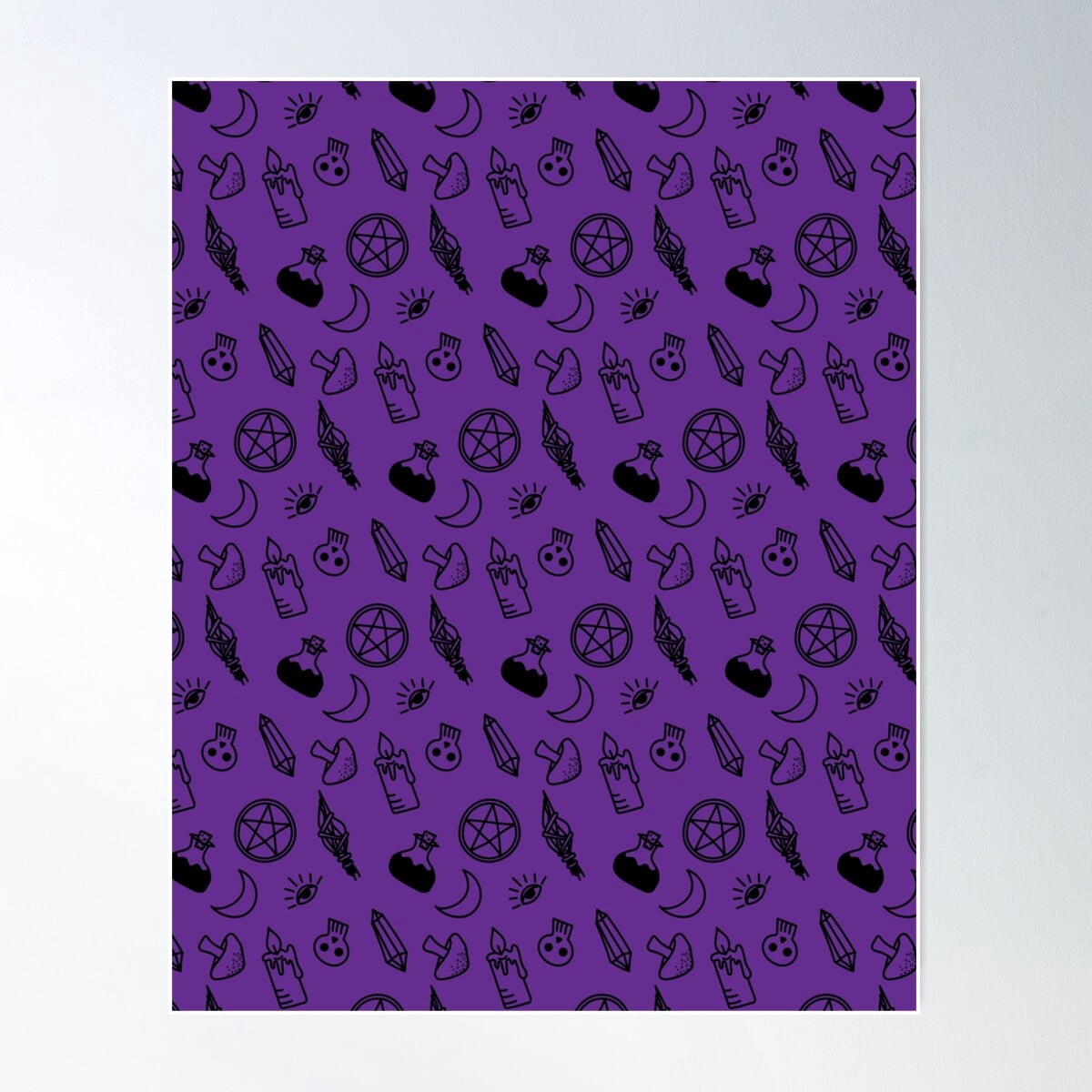 Witchy Pattern Purple Poster Wall Art, Modern Wall Decor For Living ...