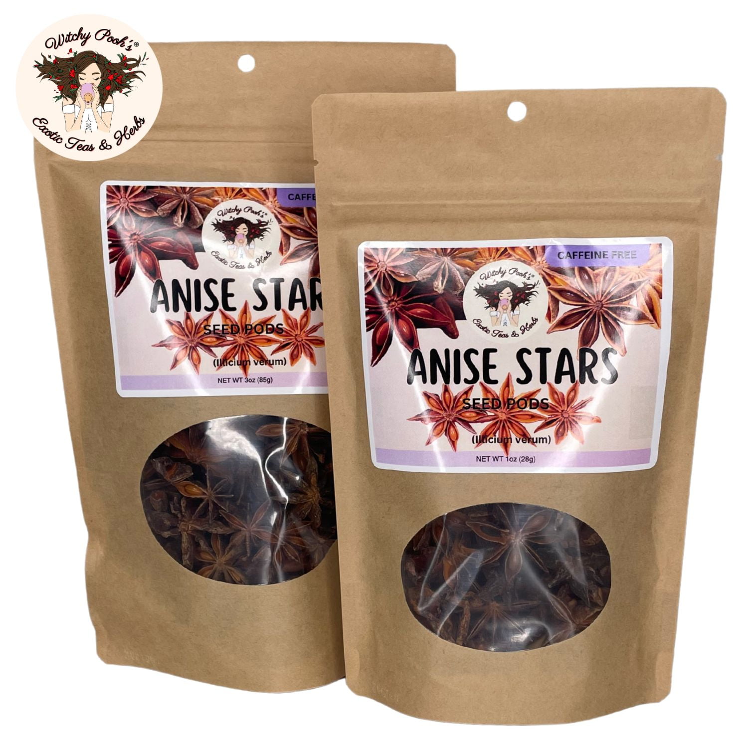 Witchy Pooh's Anise Stars Tea - Whole, Star Anise Seed Pods, 1oz Pouch ...