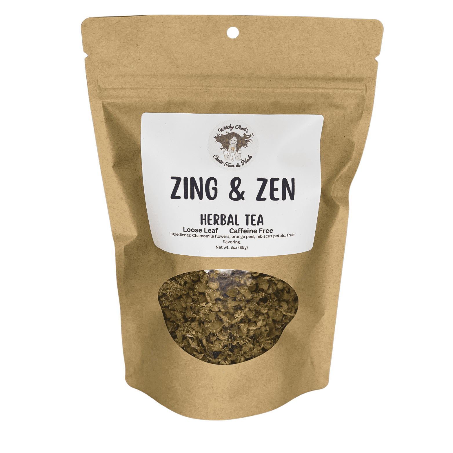 Witchy Pooh's Zing & Zen Citrus Chamomile Herbal Tea, Caffeine Free, 3oz Pouch - Walmart.com