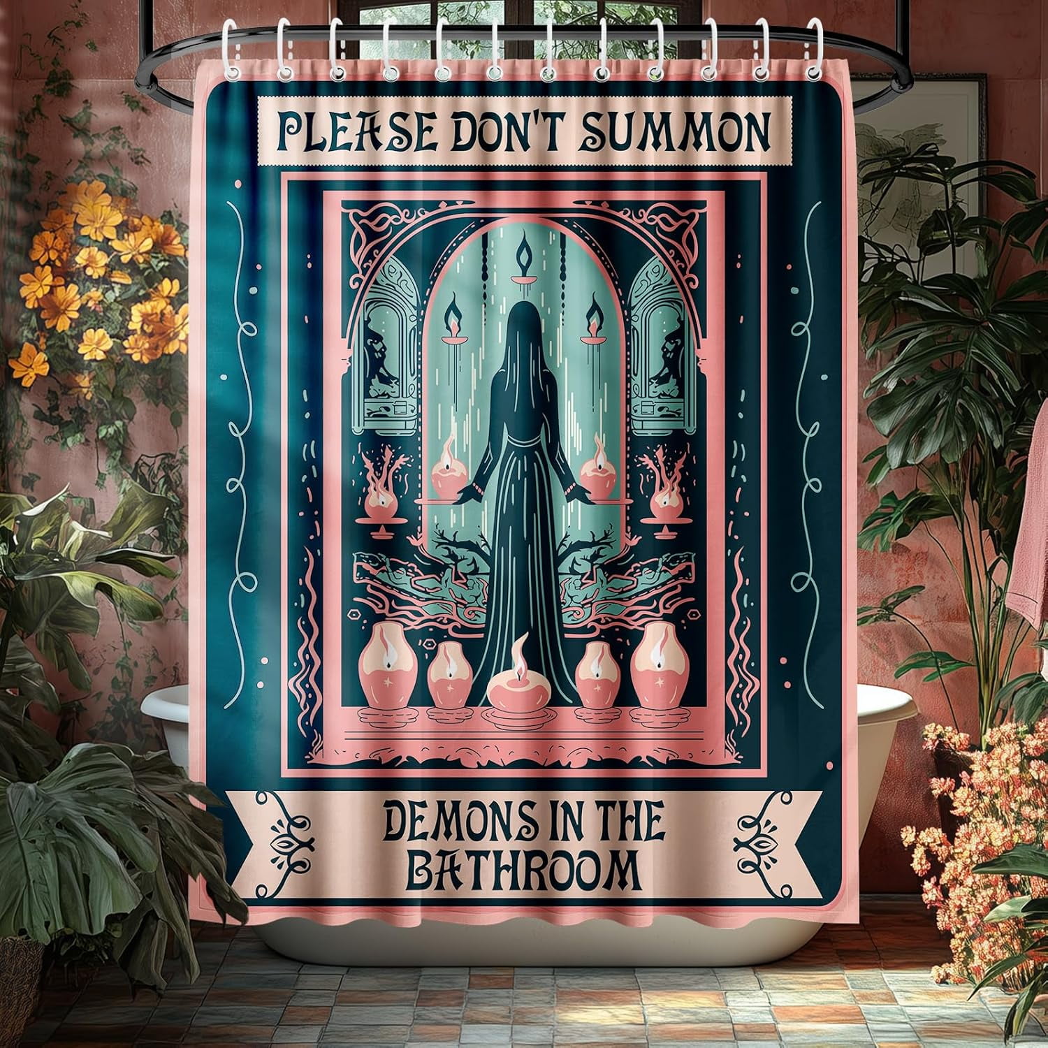 Witchy Shower Curtain,Please Don’t Summon Demons in The Bathroom,Spooky ...