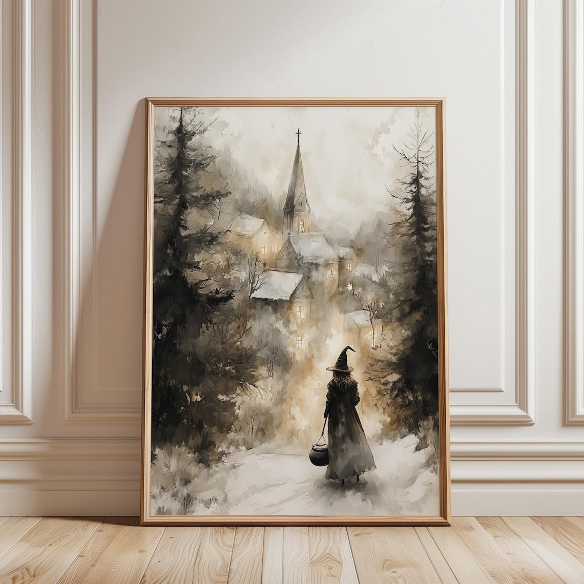Witchy Spooky Winter Forest Landscape Art UNFRAMED Poster, 8x12 ...