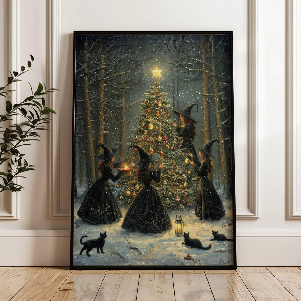 Witchy Tree Wall Art Poster, Winter Forest Witches Tree Poster, Cozy ...