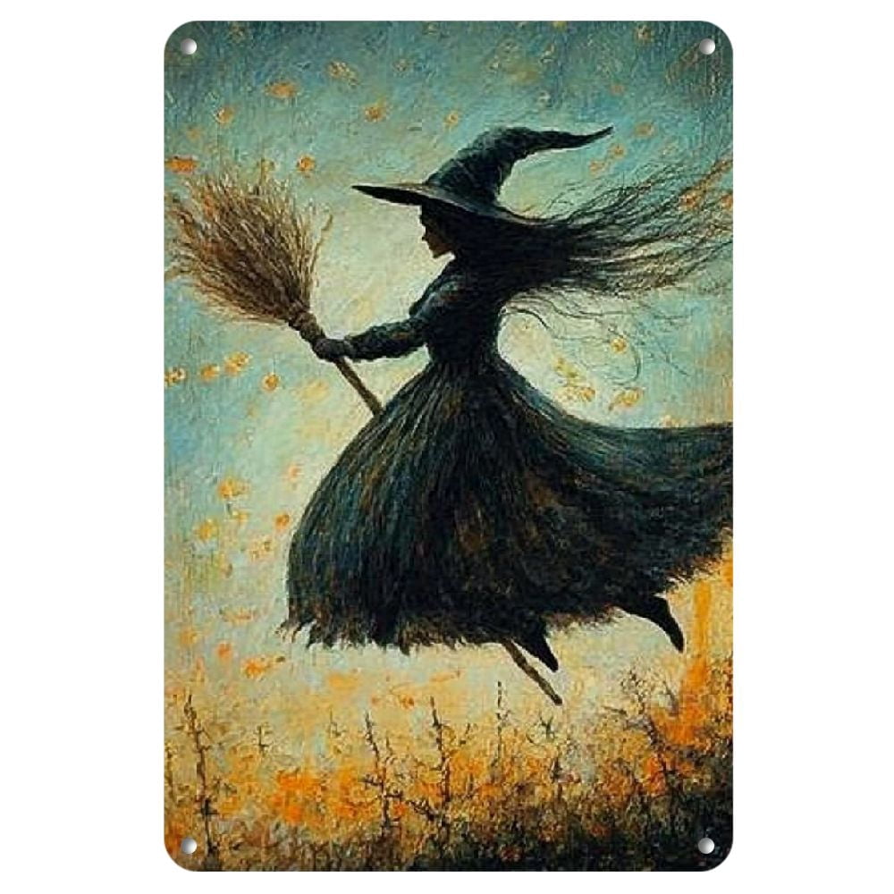 Witchy Vibes: 8x12" Retro Iron Tin Sign - Mystical Witch with ...