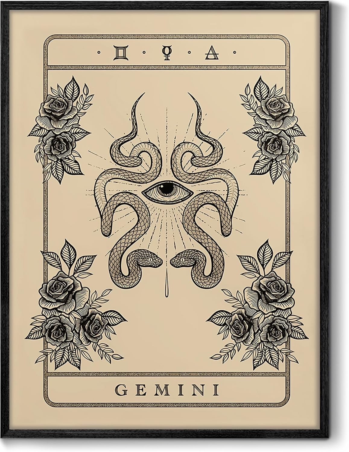 Witchy Wall Art, Gemini Tarot Paintings, Star Signs Dark Academia Wall ...
