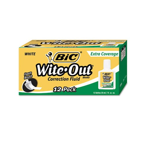 Wite-Out Extra Coverage Correction Fluid, 20 Ml Bottle, White, 1/Dozen ...