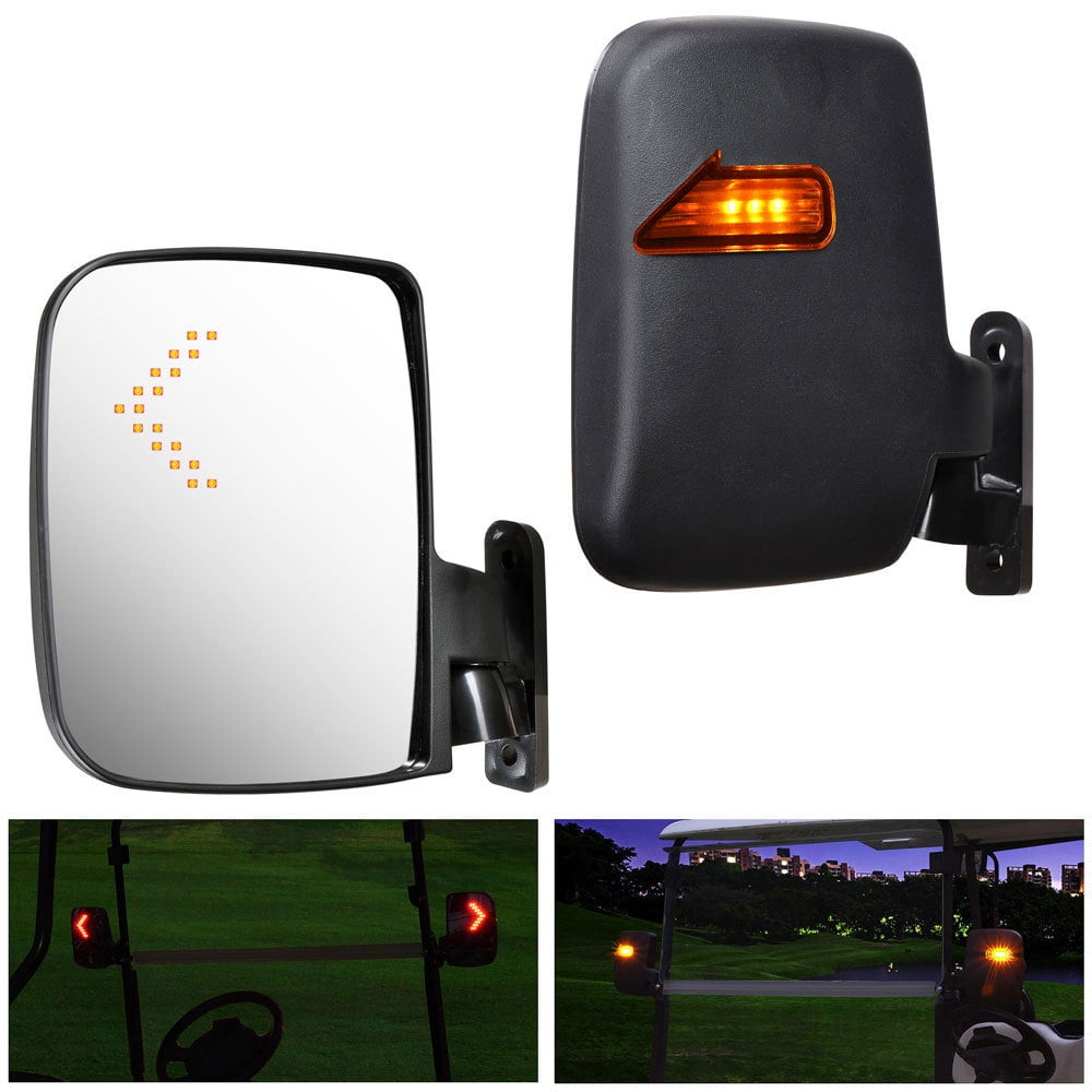 Witeem 2pcs Universal Golf Cart Rear View Folding Side Mirror with LED ...