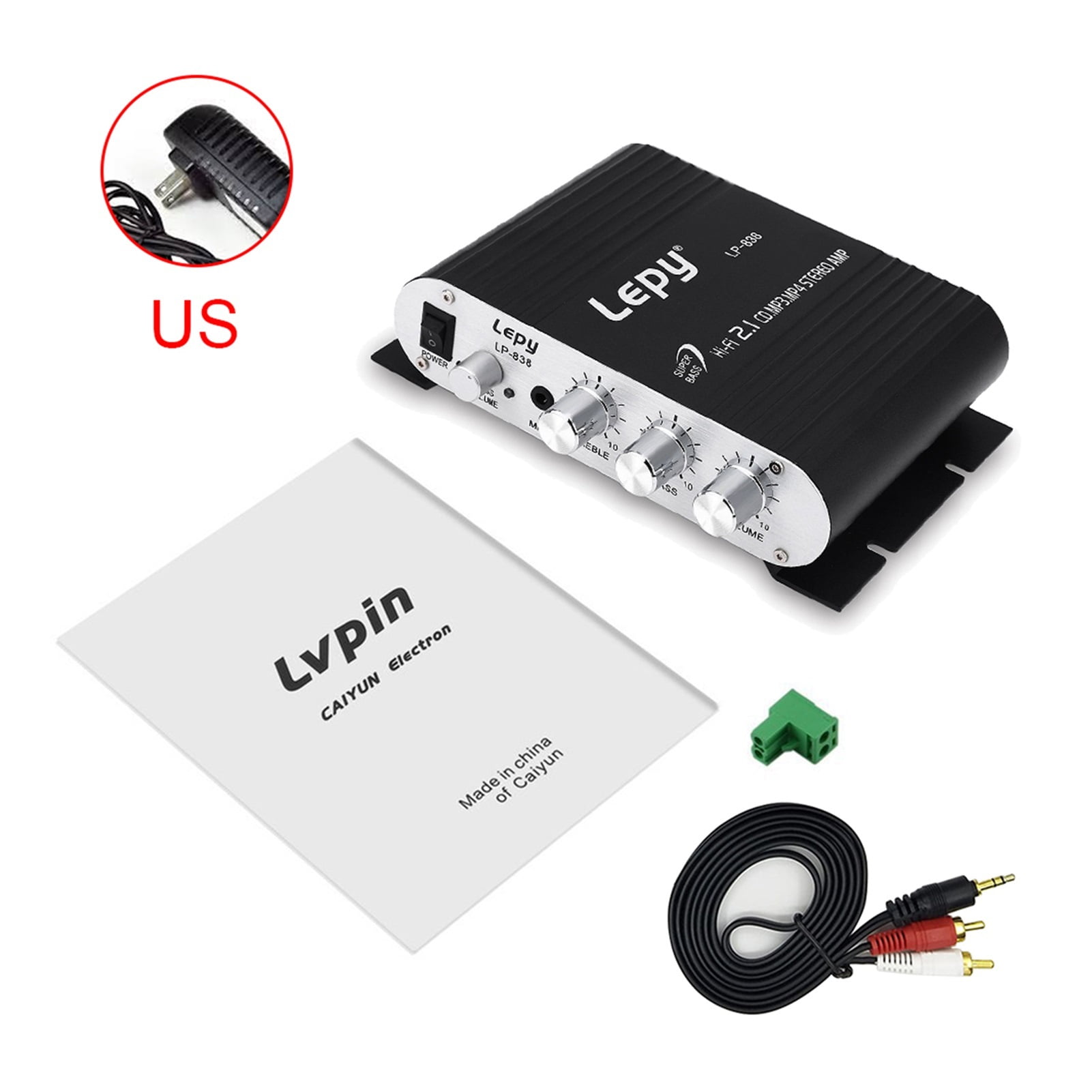 With 12V3A Power+Audio Cable MINI Digital Hi-Fi Car Power Amplifier 2 ...
