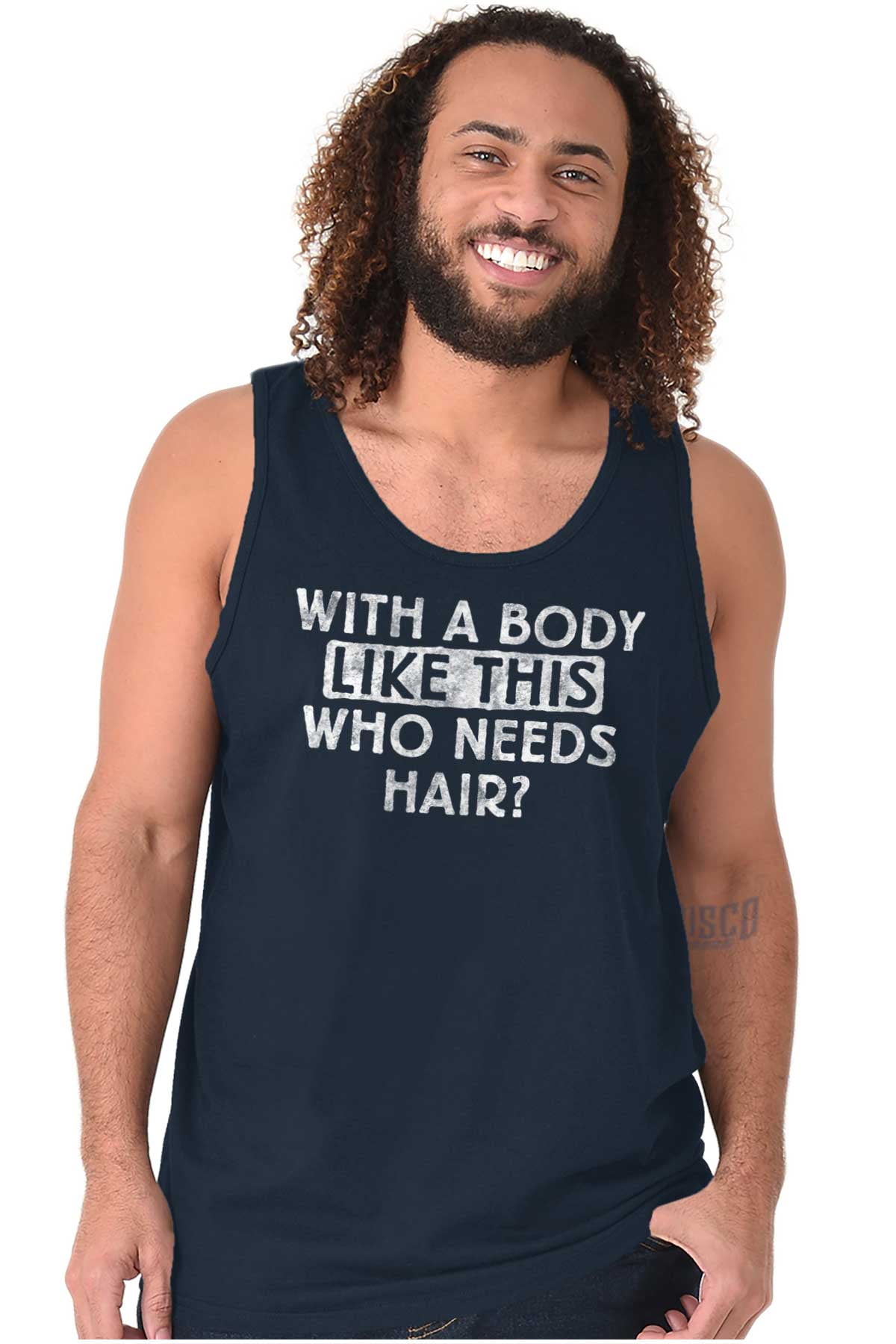 With A Body Like This Who Needs Hair Tank Top Sleeveless Tee Men Brisco ...