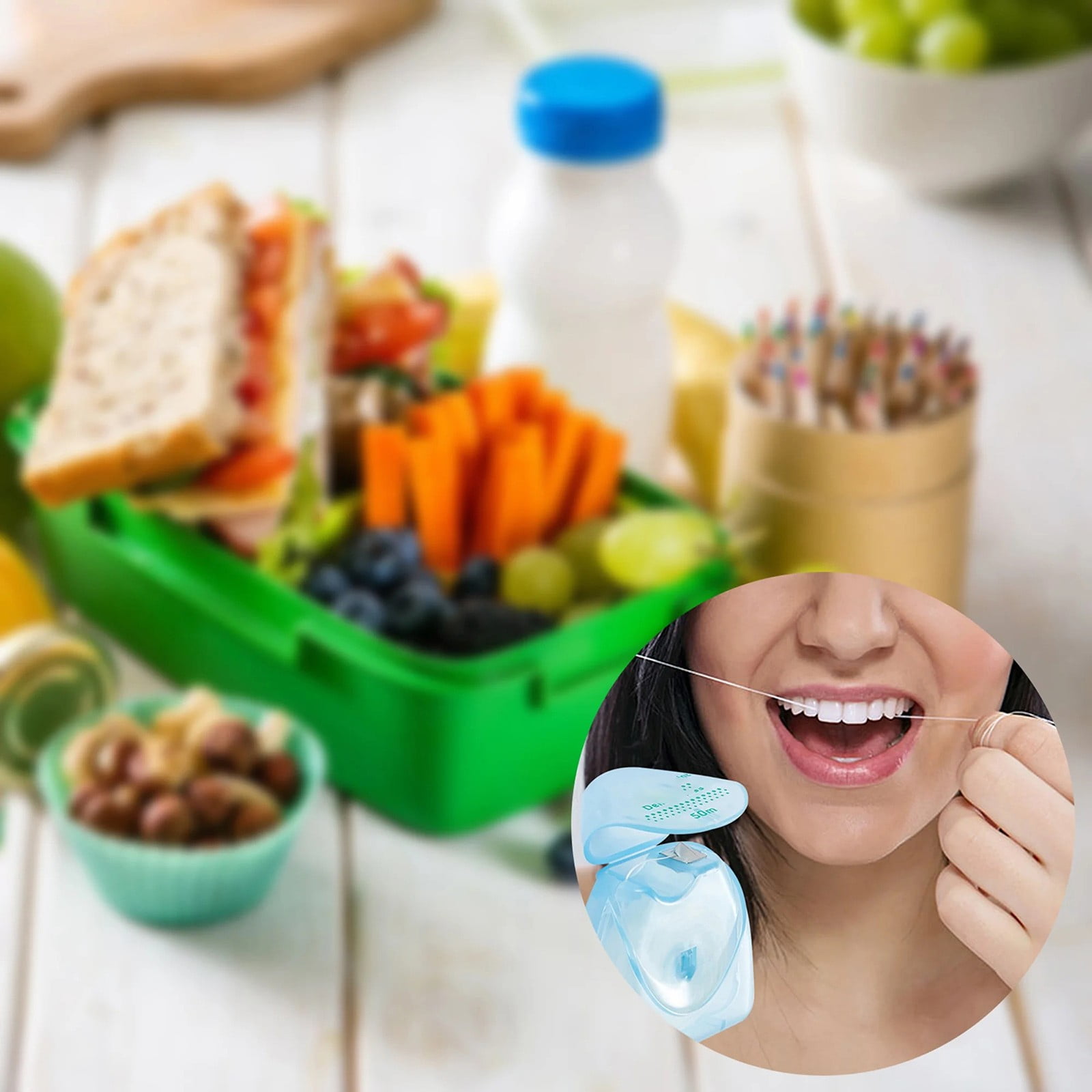 With & Bare Floss 50 Meter Roll Clinic Grade Triangular Shape For Teeth ...