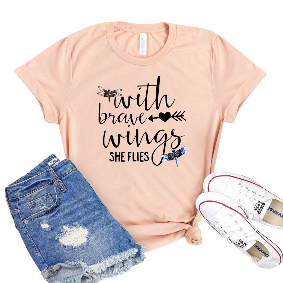 With Brave Wings T-shirt Inspirational Shirt Motivational Tshirt Women ...