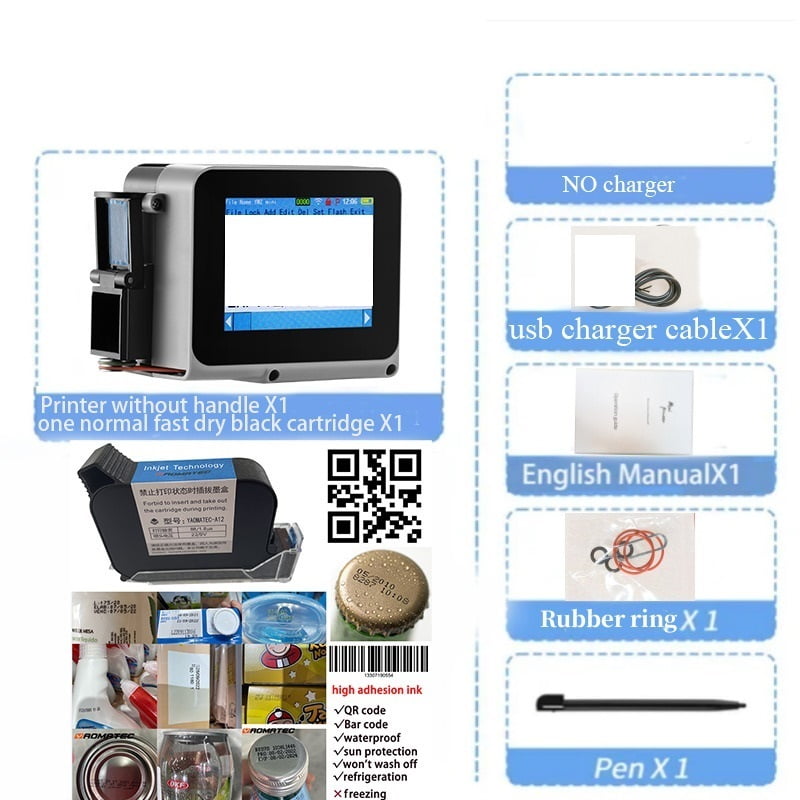 With Cartridge: 12.7mm Printing Gun QR Bar Batch Code Date Expiry Label ...