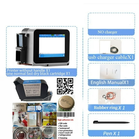 With Cartridge: 12.7mm Printing Gun QR Bar Batch Code Date Expiry Label ...