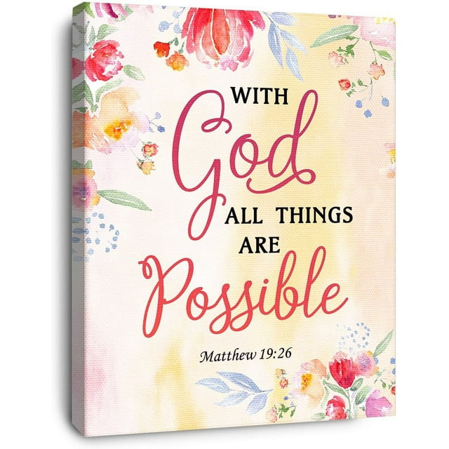 With God All Things Are Possible Matthew 19:26 Canvas Wall Art,Bible Verse Scripture Canvas ...