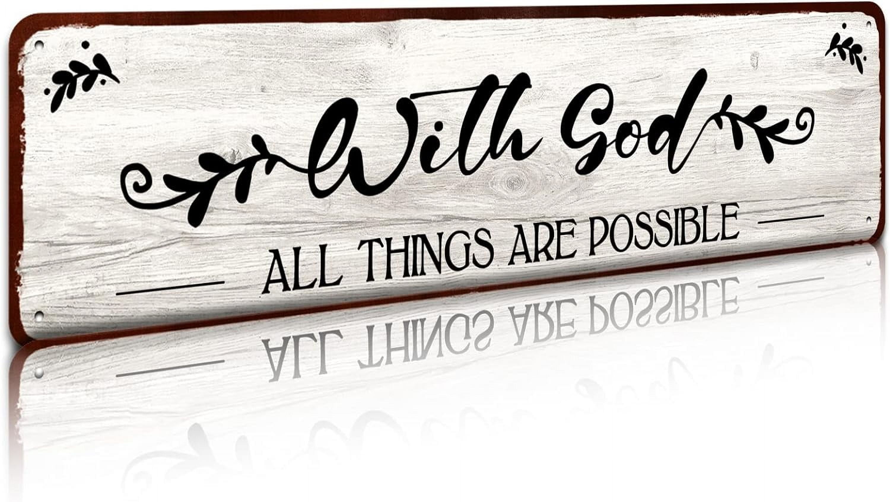 With God All Things Are Possible Metal Tin Sign Bible Verses Wall Decor ...