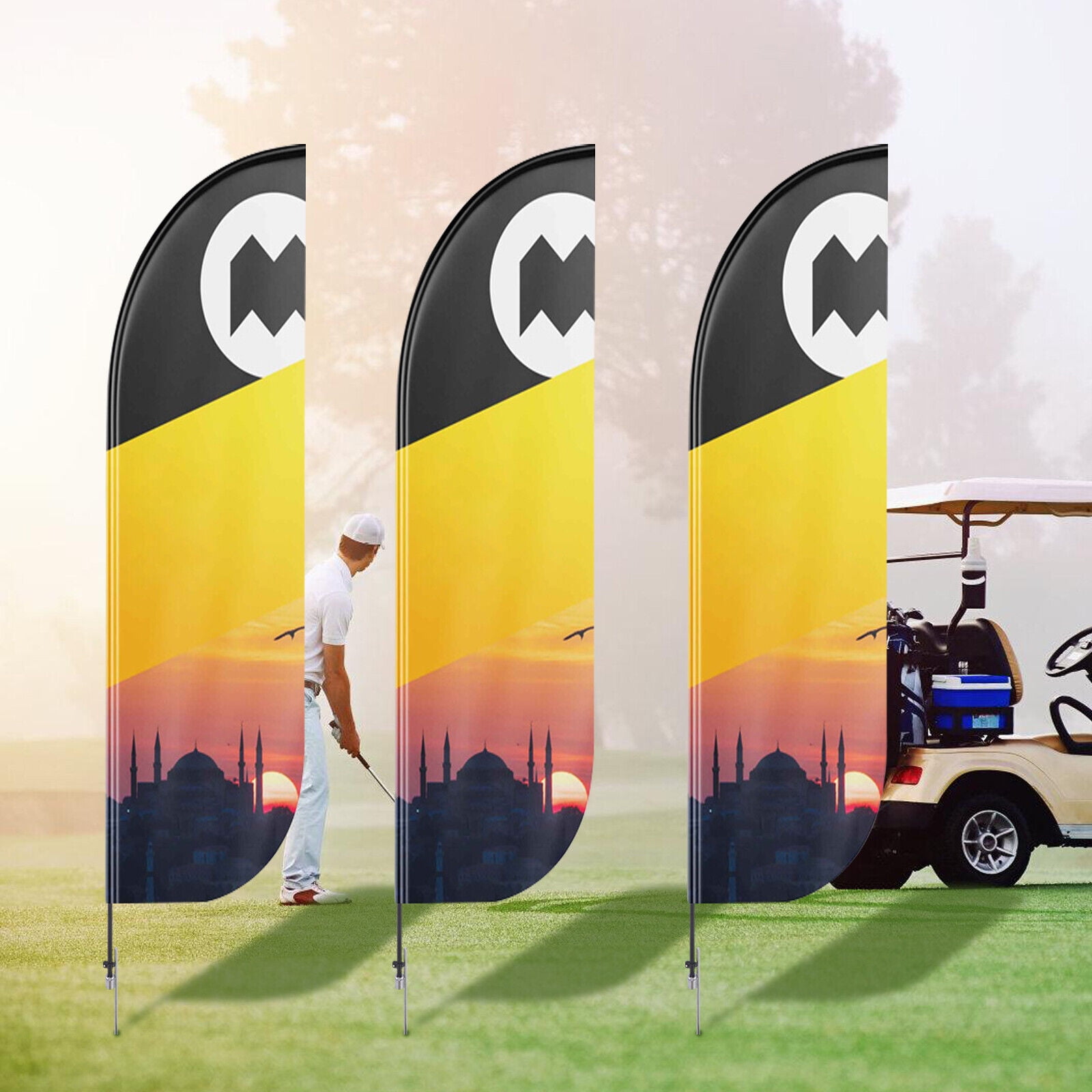 With Ground Mounting Stake Feather Flag Pole for Businesses Storefronts ...