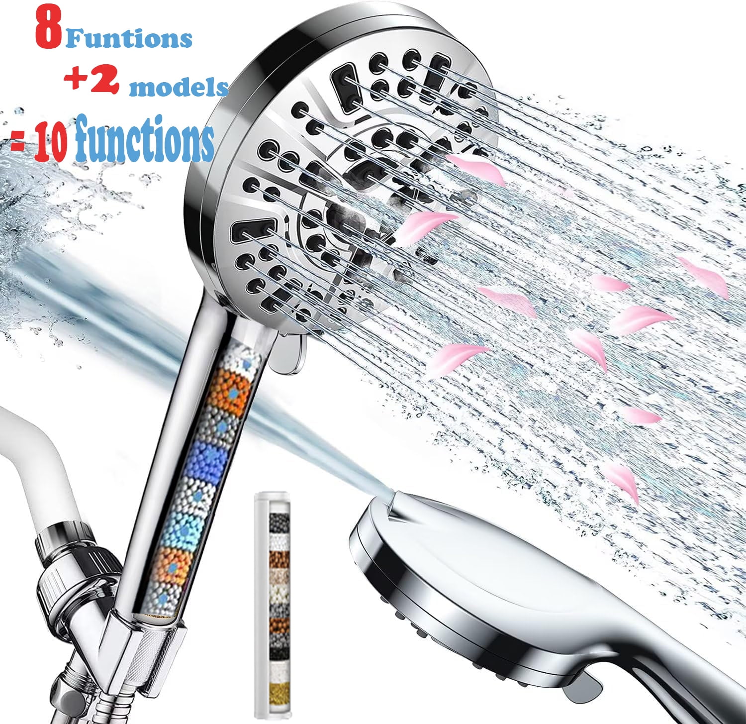 With Handheld Filtered Shower Head 8 2 Mode Spray Combination High