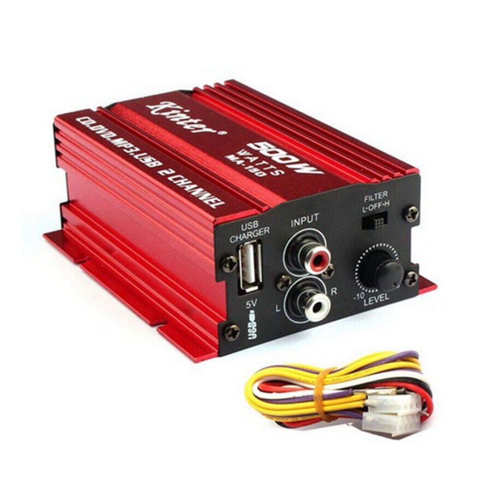 With LED Indicator 12V Car Motorcycle 2 Channel Hi-Fi Stereo Amplifier Subwoofer - Walmart.com