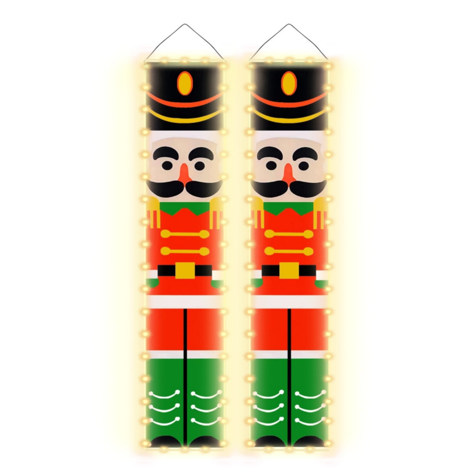 With LED String Lights Nutcracker Porch Signs Xmas Decor Banners ...