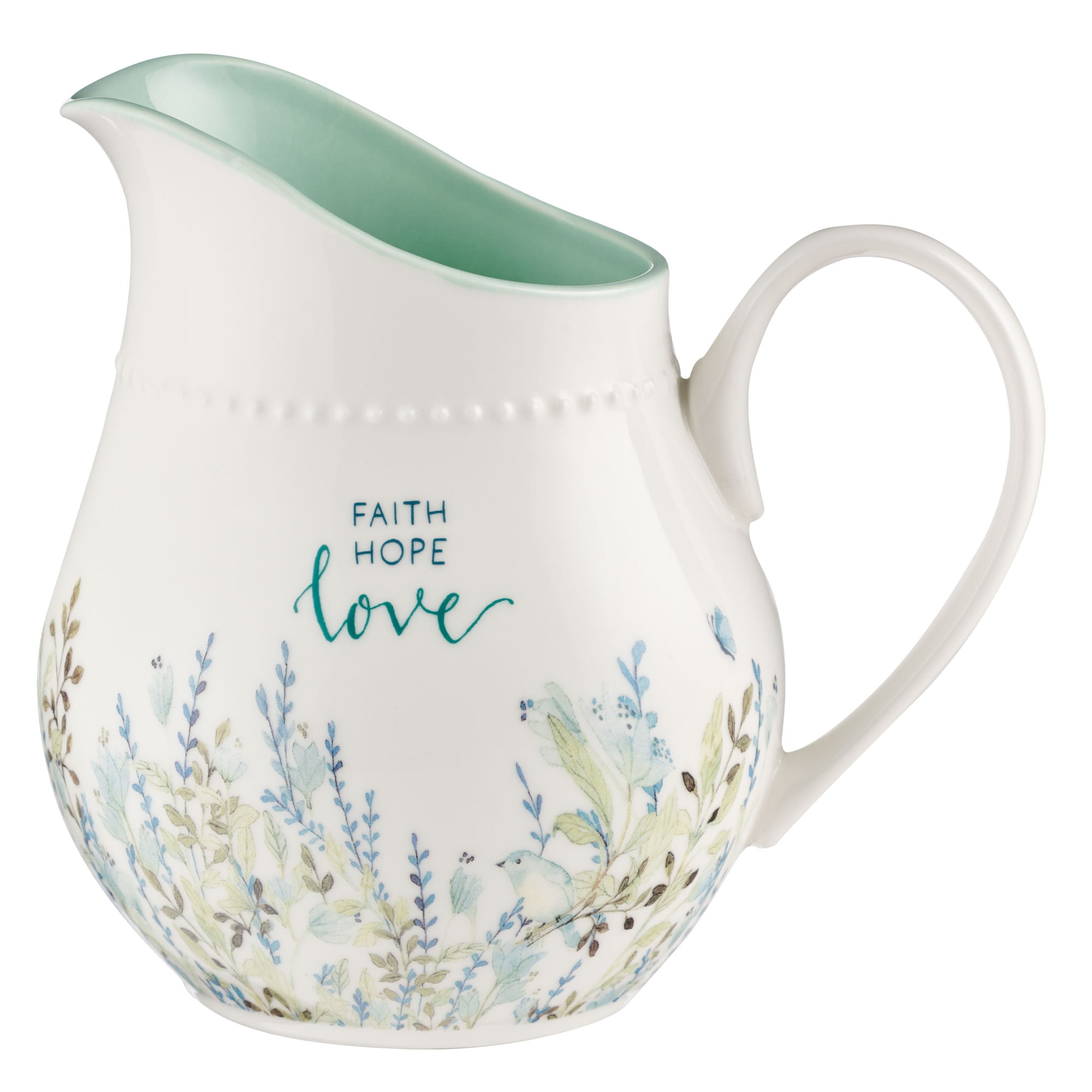 With Love Inspirational Faith Hope Love Ceramic Pitcher, Food Safe ...