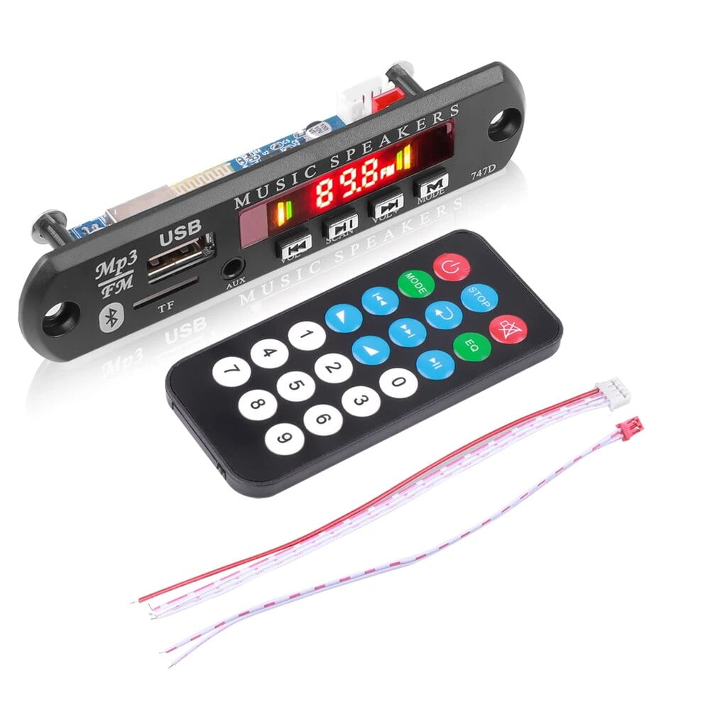 With MIC Handsfree Car Kit Bluetooth MP3 Player Decoder Board Car FM Radio Module FM TF USB AUX ...