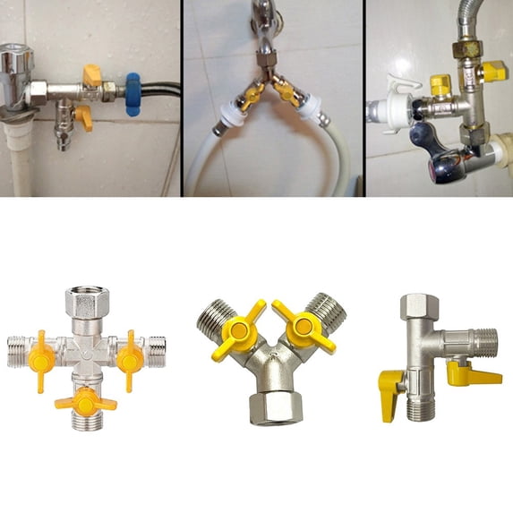 With Metal Handles Gas Valve Connector Valve Solid Brass 1/2Inch 3-way ...