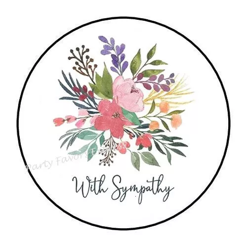 With Sympathy Sticker Envelope Seals Labels Stickers Phone Decal Water ...