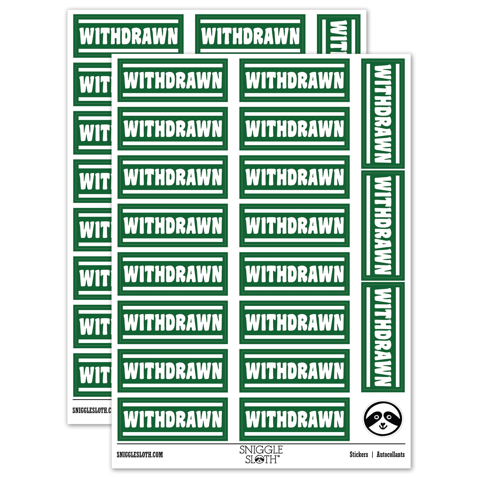 Withdrawn Bank Check Sticker Set - Dark Green - Matte Finish - 2.00 ...