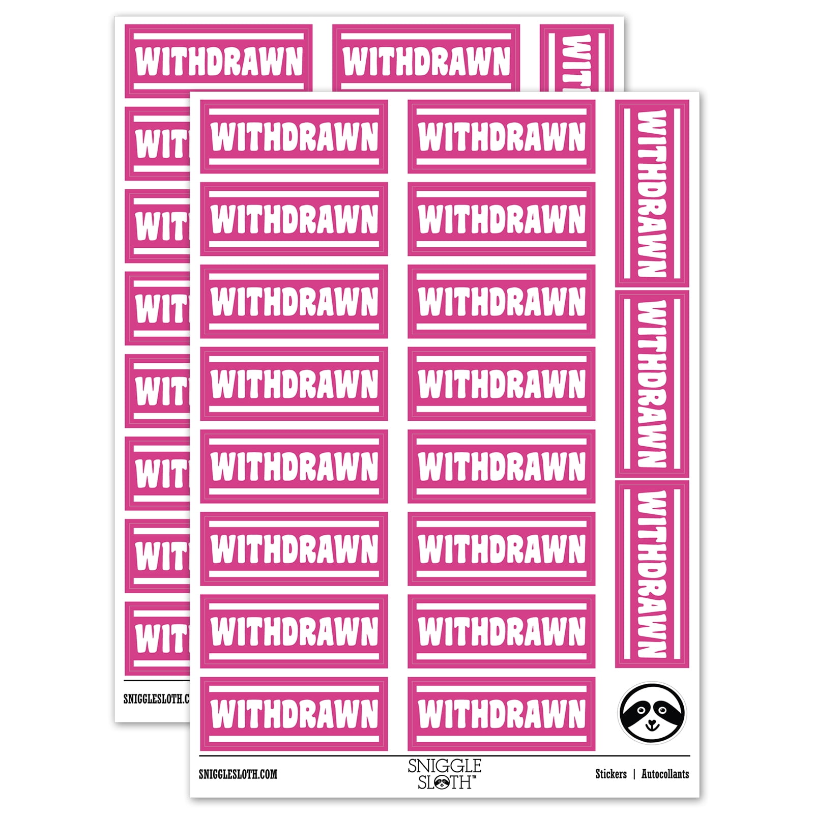 Withdrawn Bank Check Sticker Set - Hot Pink - Gloss Finish - 2.00 ...