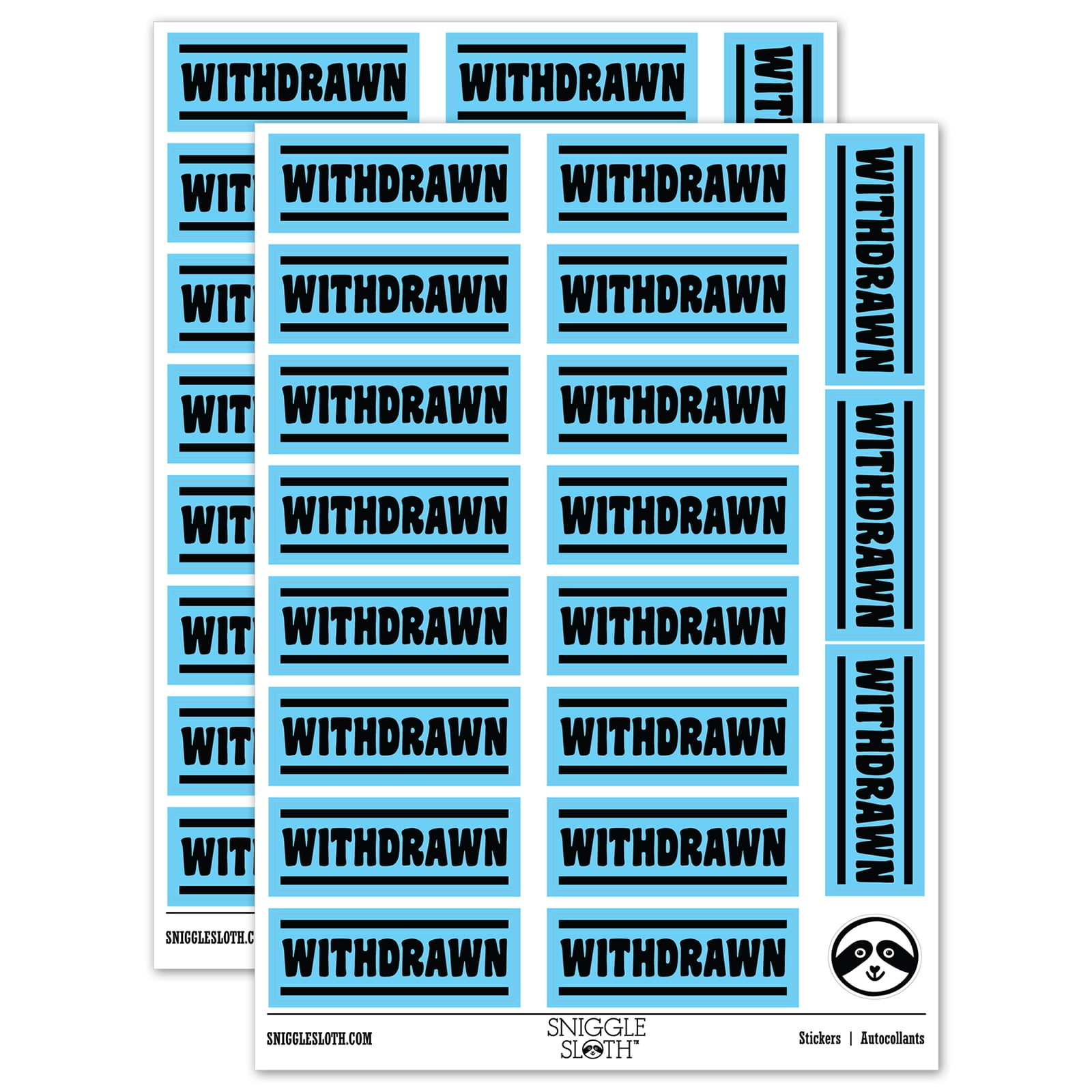 Withdrawn Bank Check Sticker Set - Light Blue - Gloss Finish - 2.00 ...