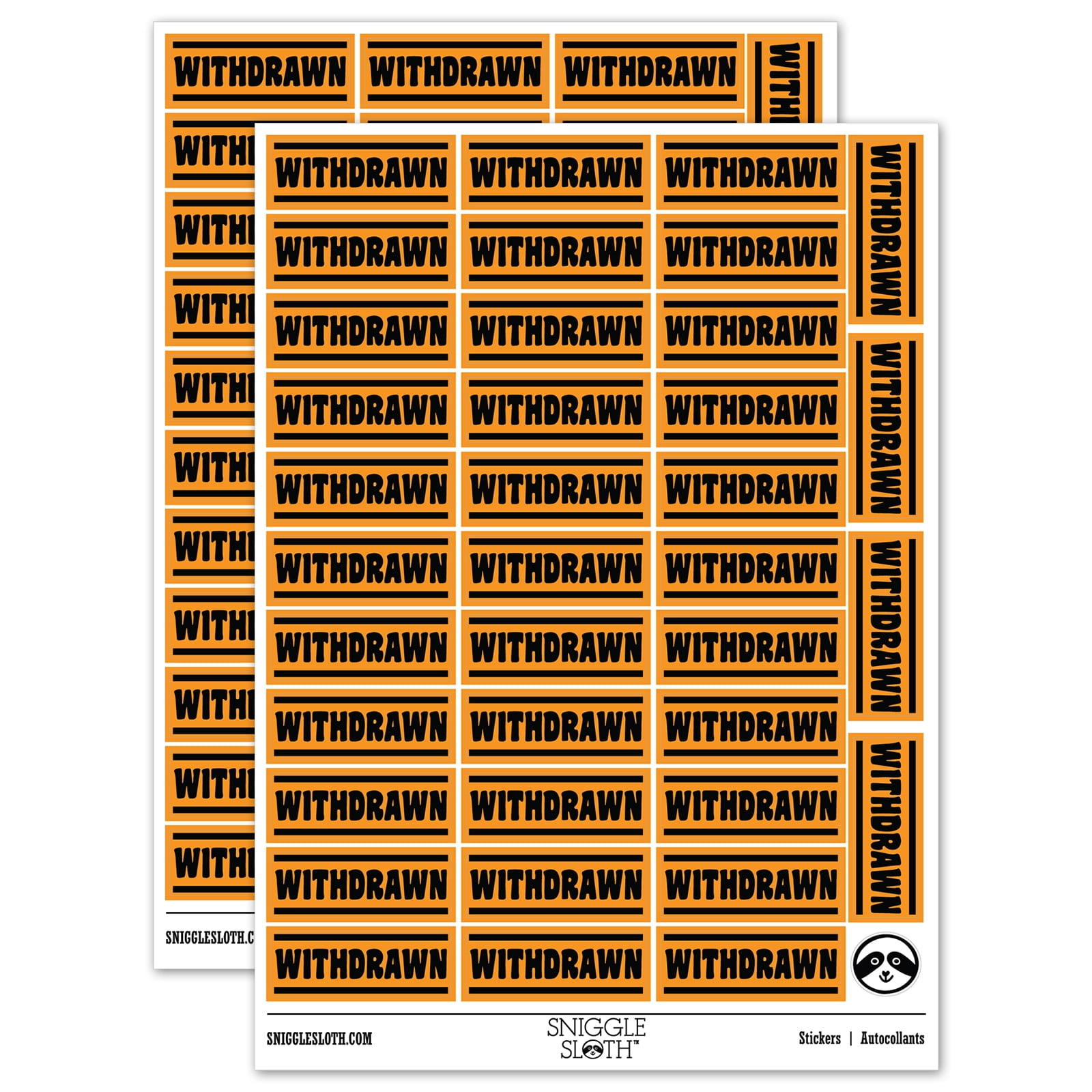 Withdrawn Bank Check Sticker Set - Orange - Gloss Finish - 1.5" Small ...