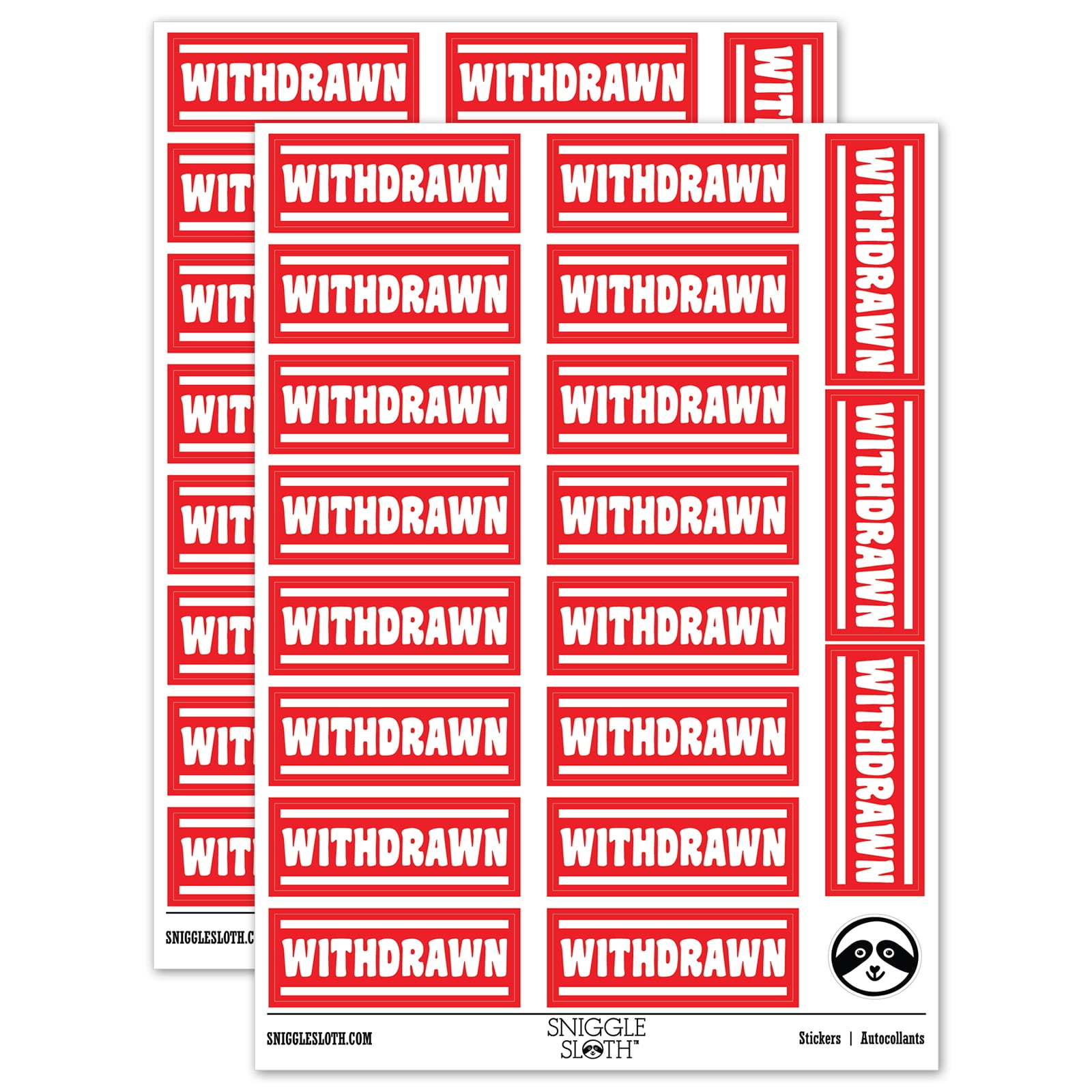 Withdrawn Bank Check Sticker Set - Red - Matte Finish - 2.00" Large ...