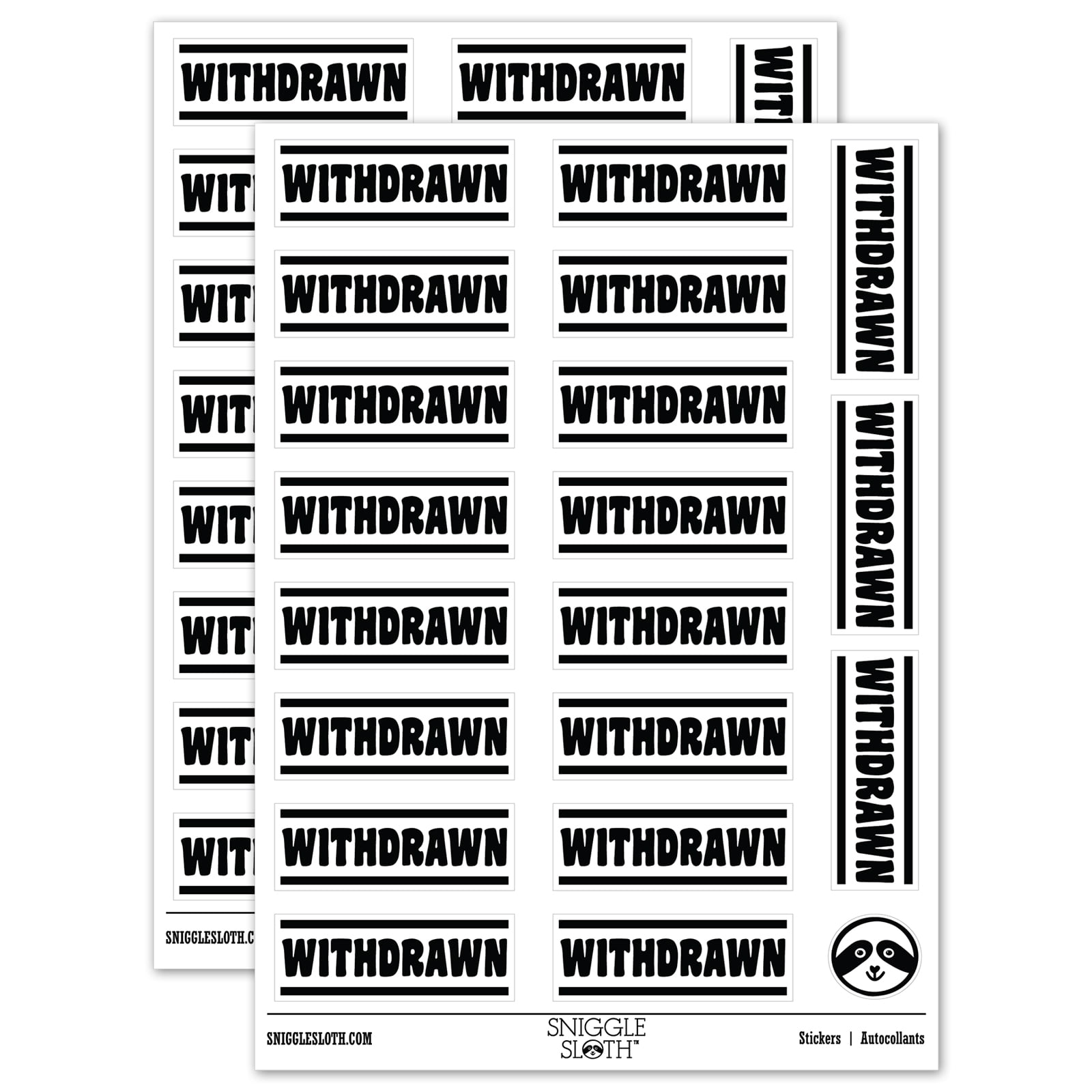Withdrawn Bank Check Sticker Set - White - Gloss Finish - 2.00" Large ...