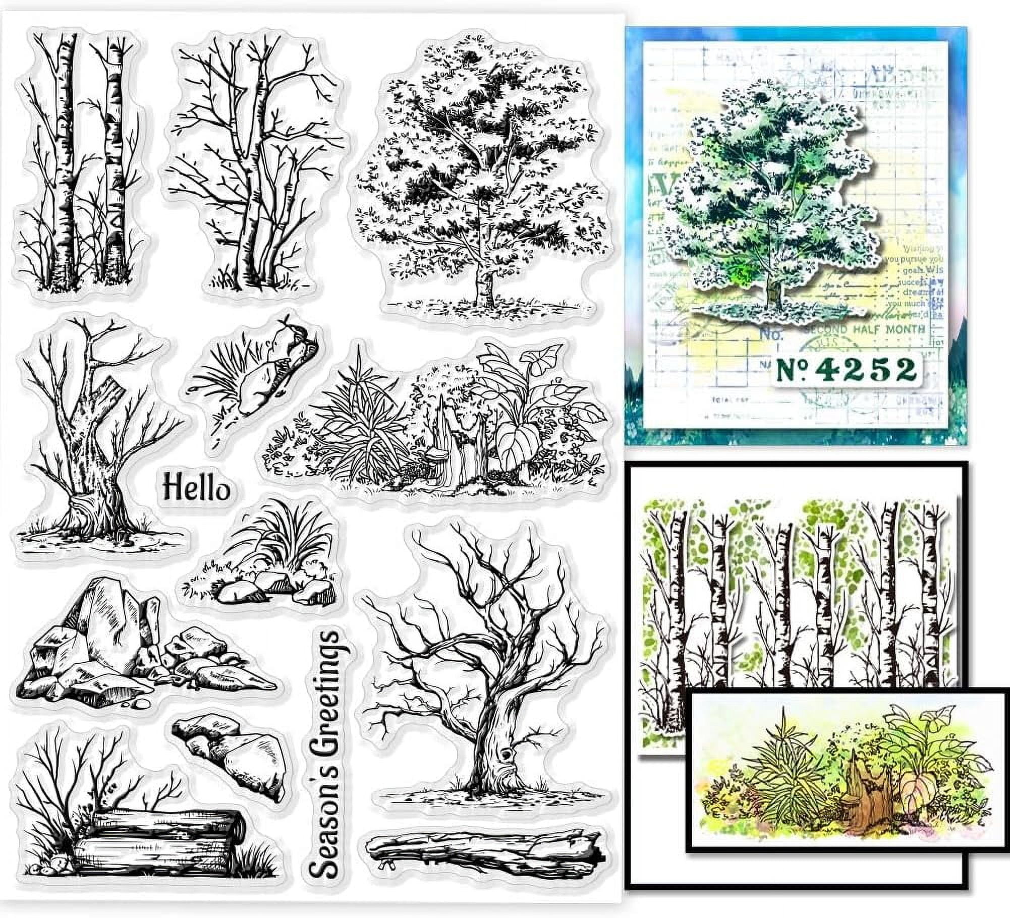 Withered Trees Clear Stamps for DIY Scrapbooking Stones Silicone Stamp ...