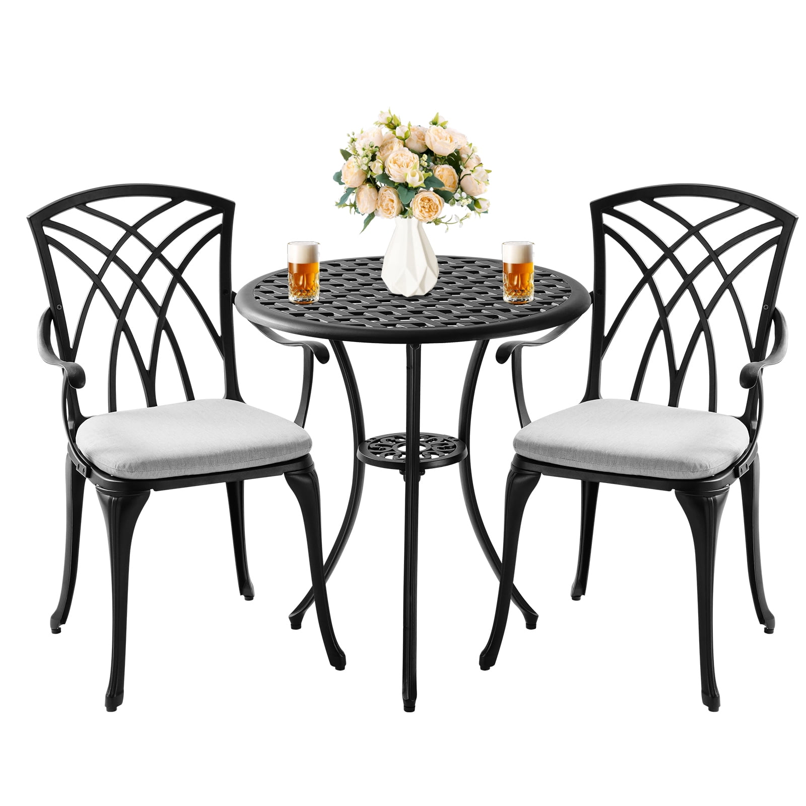 Withniture 3 Piece Patio Bistro Set with Cushions, Outdoor Bistro Table ...