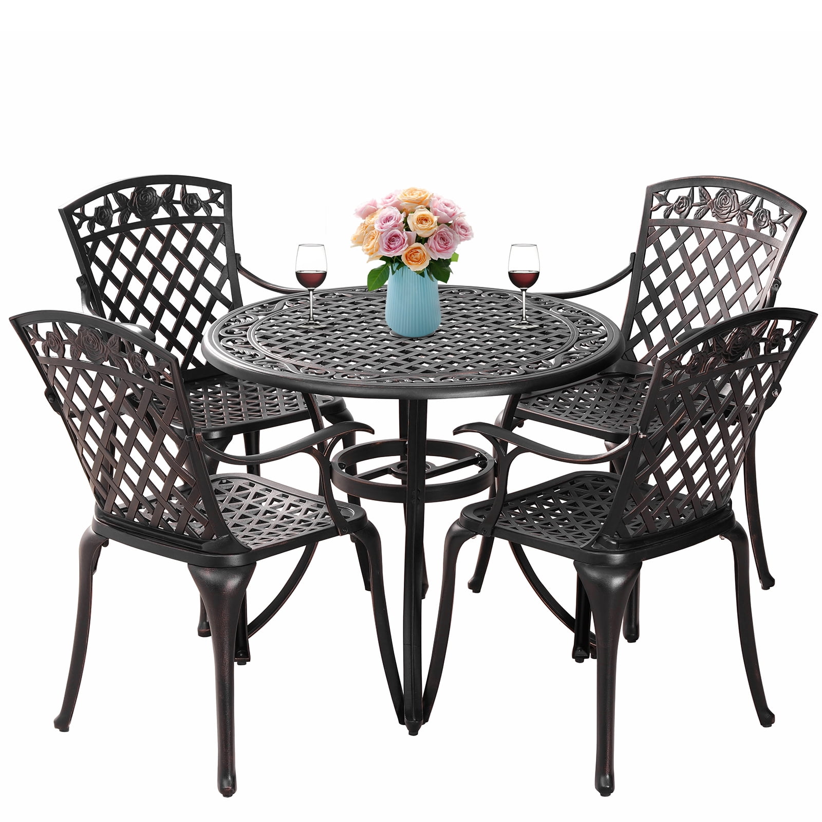 Withniture 5-Piece Patio Dining Set, Anti Rust Cast Aluminum Patio ...