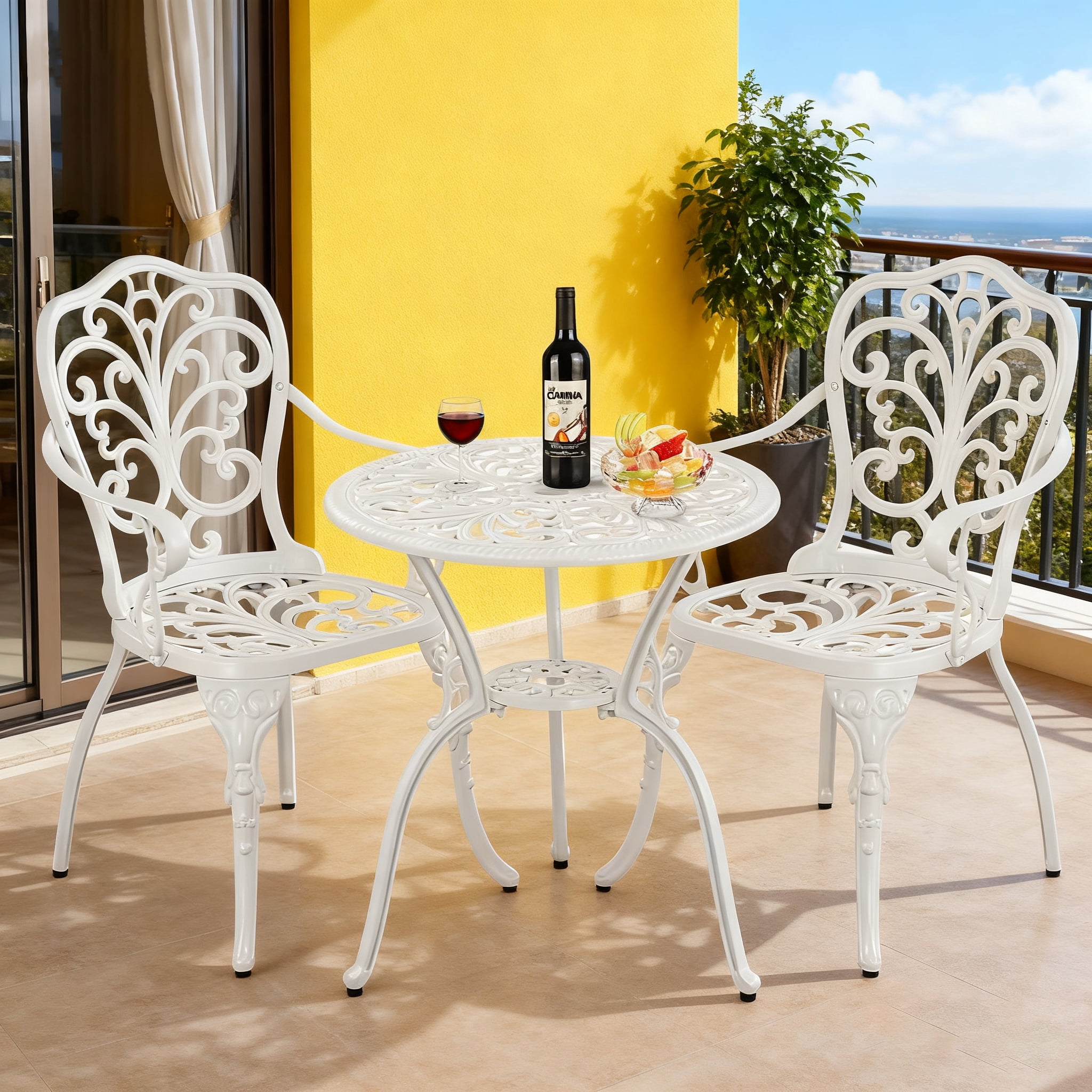 Withniture Patio Bistro Set 3 Piece Cast Aluminum Outdoor Bistro Set ...