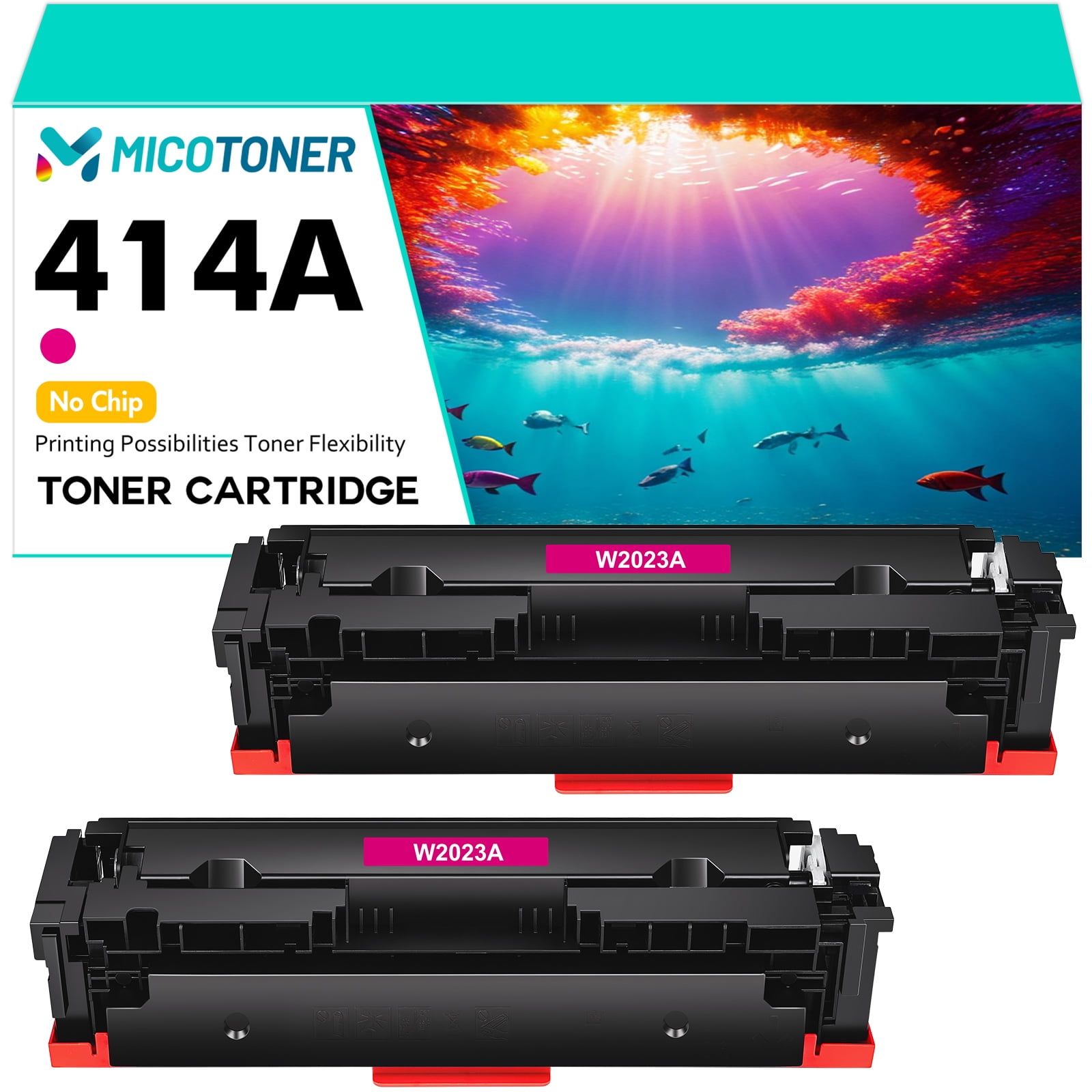 Without Chip 2-Pack Compatible Toner Cartridge for HP 414A W2023A Color ...