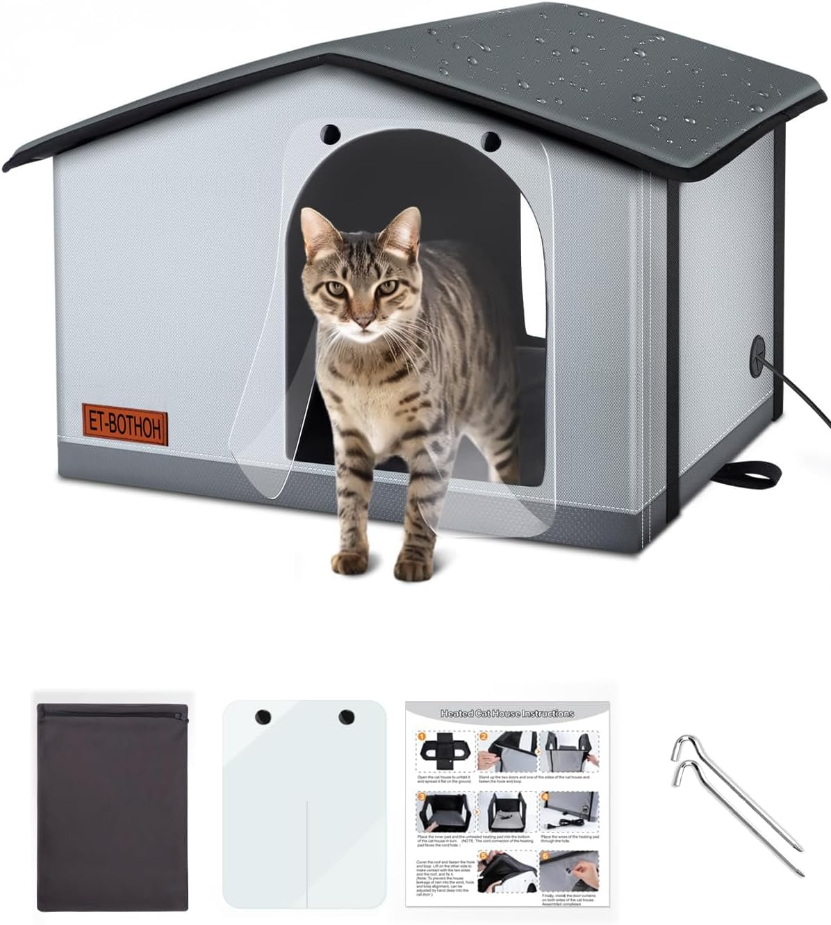 Without Heated Outdoor cat House Weatherproof Indoor/Outdoor Heated cat ...