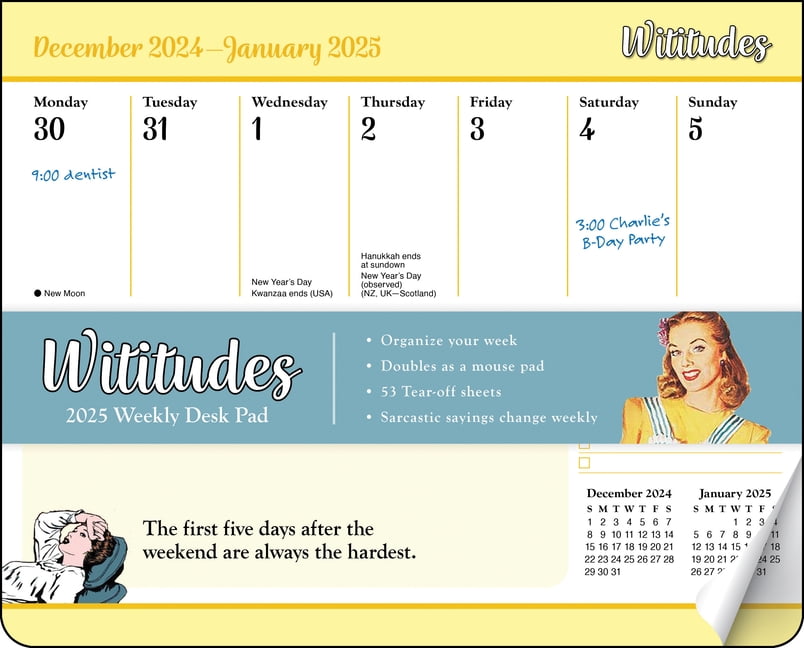Andrews McMeel Publishing, Wititudes 2025 Weekly Desk Pad Calendar ...