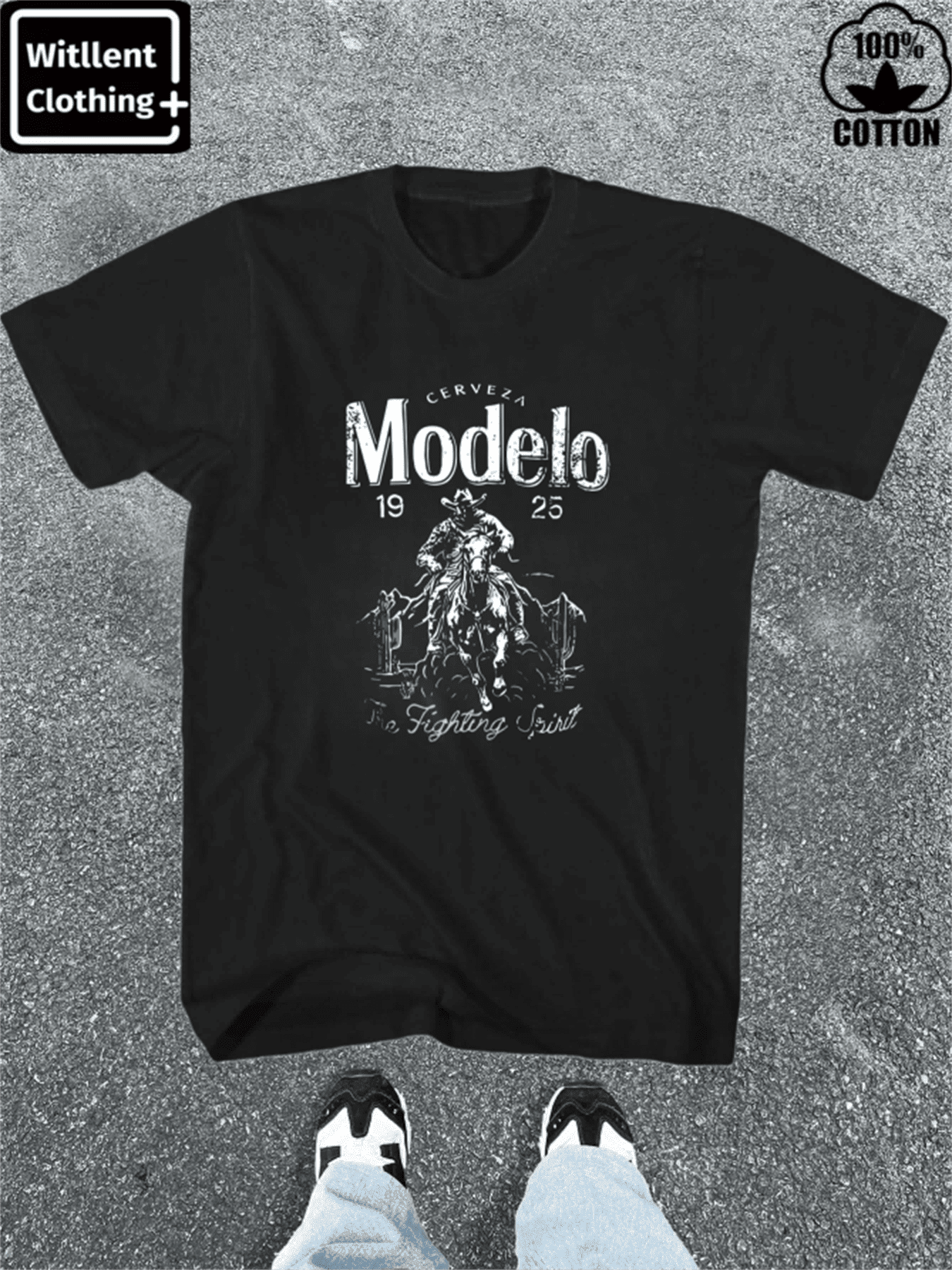 Witllent Men's 100% Cotton Modelo Beer Logo T-Shirt T-Shirt, Men's Christmas 220g Heavy Cotton T ...