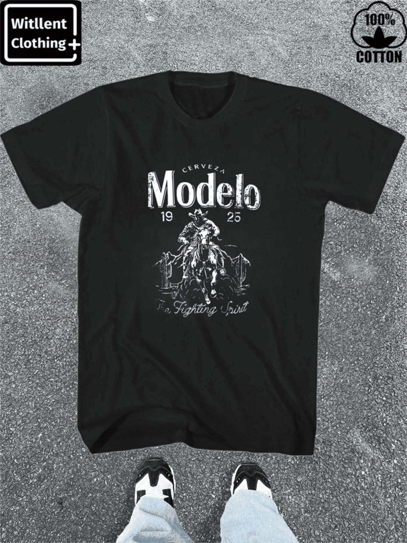Witllent Men's 100% Cotton Modelo Beer Logo T-Shirt T-Shirt, Men's ...