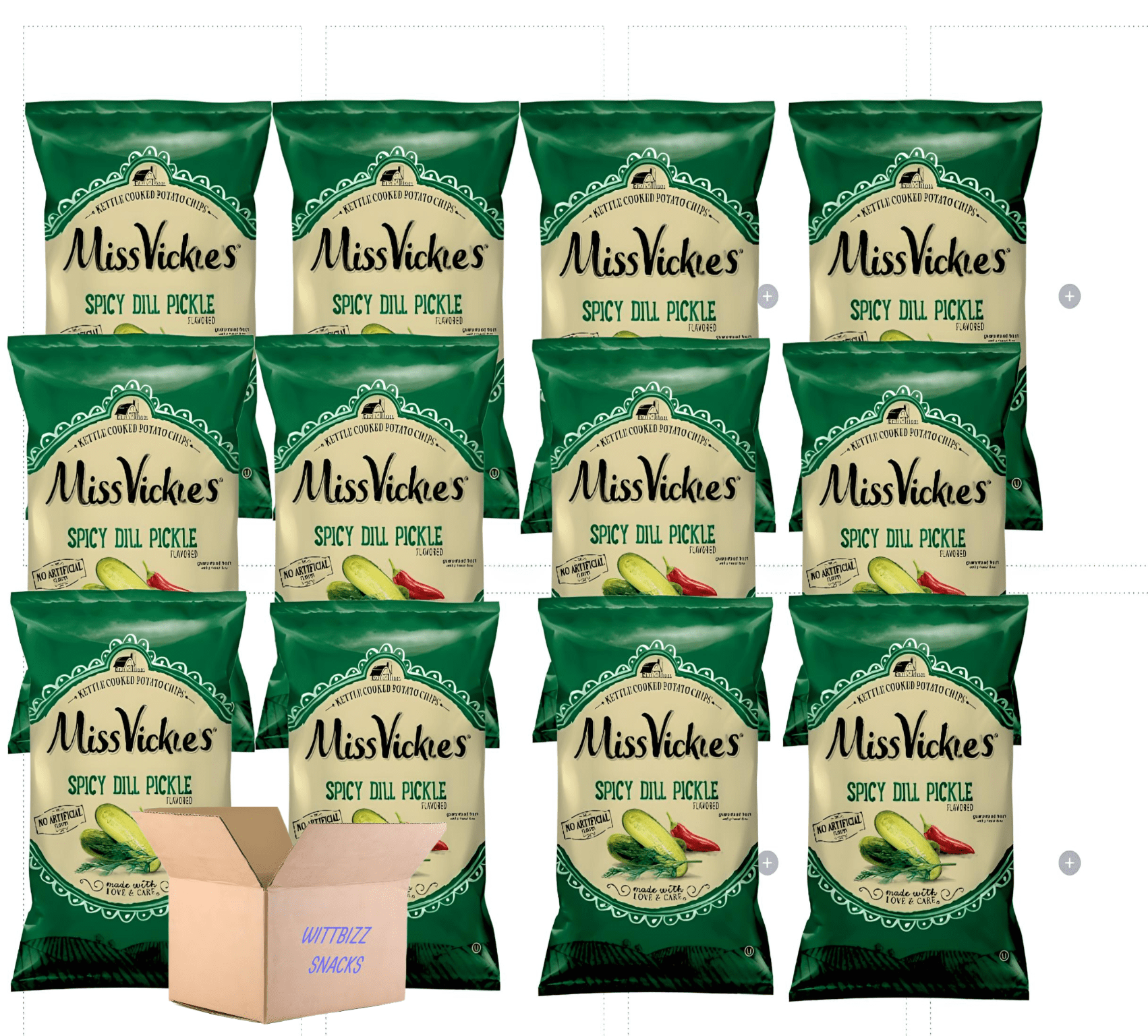 Wittbizz Ms Vickies Spicy Dill Pickle Kettle Cooked Chips, Crunchy ...