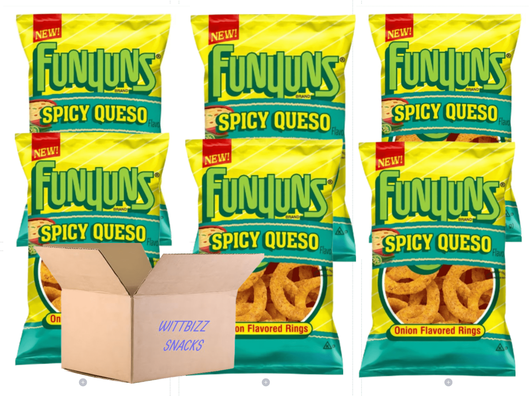 Wittbizz Funyuns Spicy Queso Chips Variety Pack, 2.125OZ - 6 Pack ...