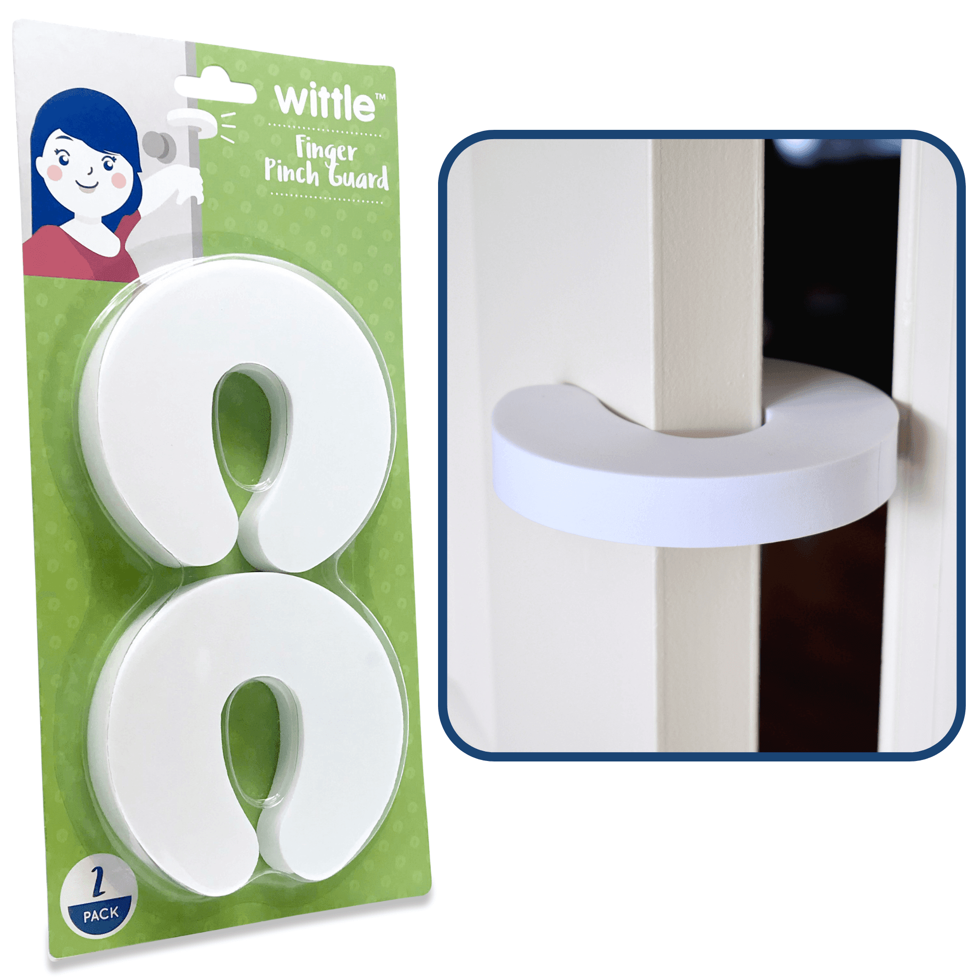 Wittle, Door Pinch Guard, 2 Pack, Childproof Foam Door Stopper ...