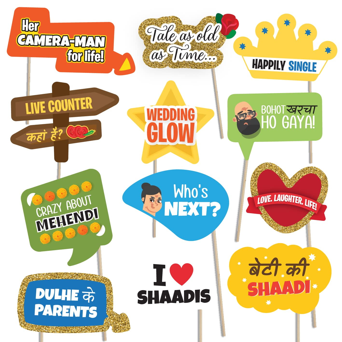 Witty and Creative 43 pc Haldi/Mehndi Decoration Sangeet/ Mehandi Night ...