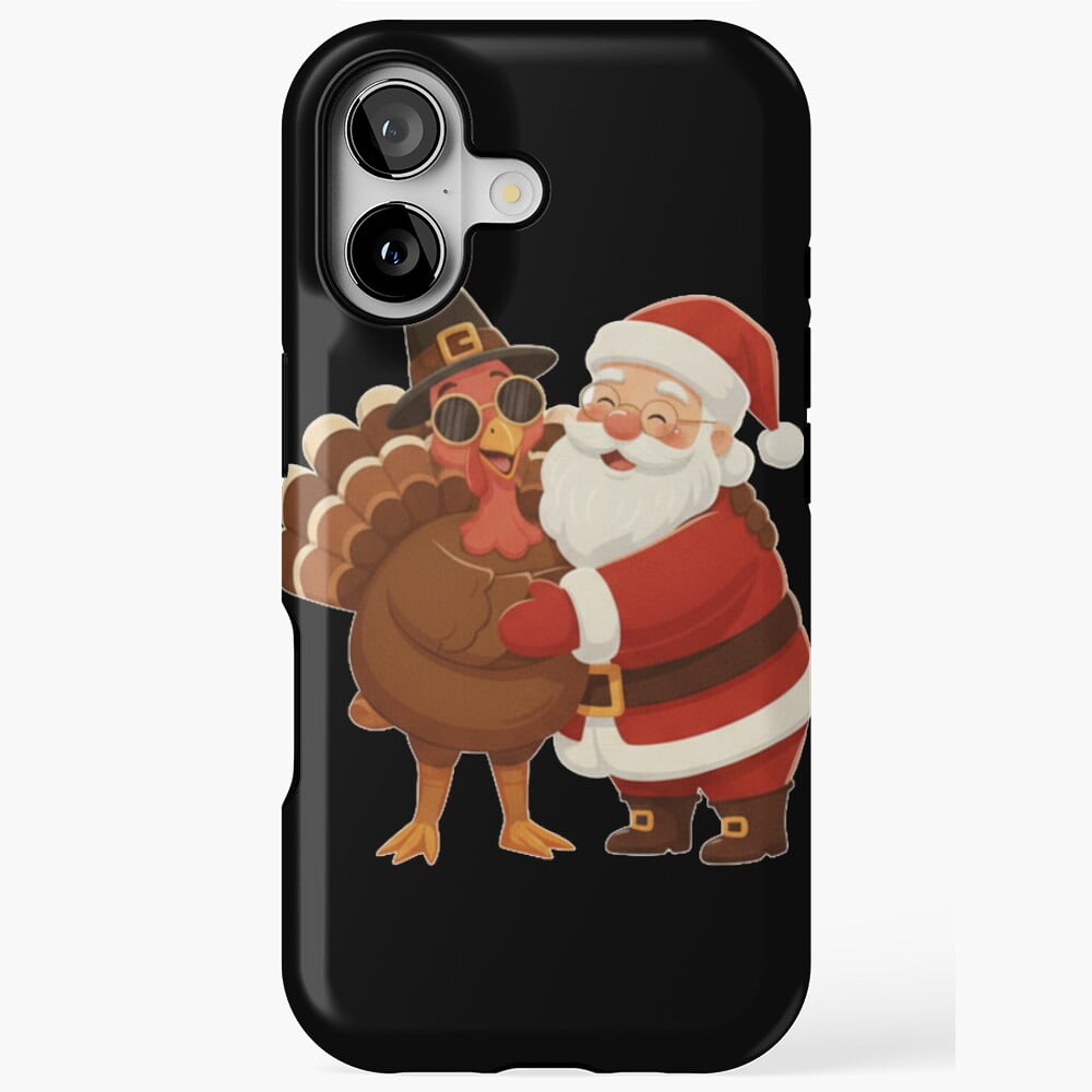 Witty ThanksMas Vibes Cozy Turkey Hugging Design Case for iPhone 17 ...