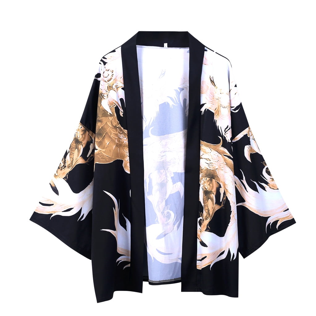 Wiueurtly Blouses & Tops,Summer Japanese Five Point Sleeves Kimono Mens ...